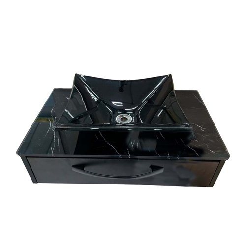 LAVABO COM CUBA RUBI GAVETA 640X400 PRETO VS METAIS - LAVABO COM CUBA ...