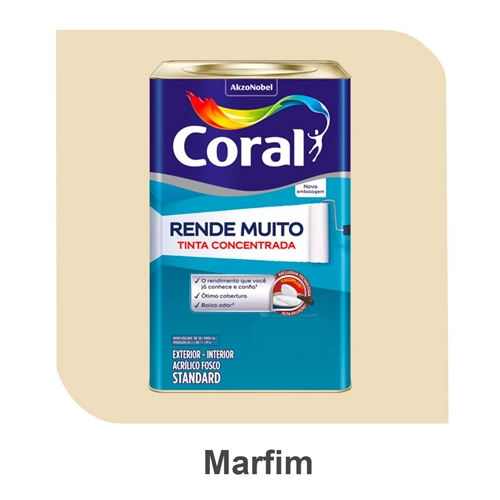 RENDE MUITO 16L MARFIM CORAL - Tinta Acrílica Rende Muito 16L Marfim ...