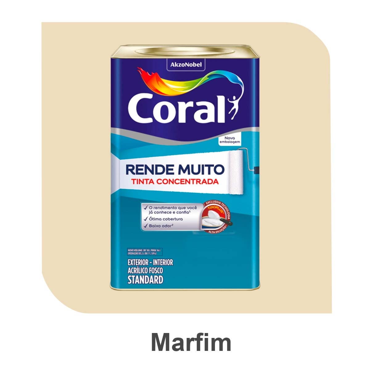 RENDE MUITO 16L MARFIM CORAL - Tinta Acrílica Rende Muito 16L Marfim ...