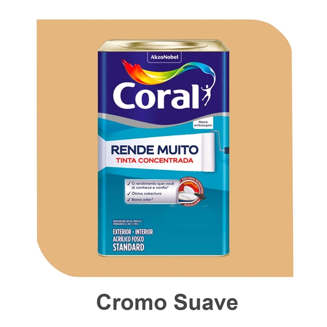 RENDE MUITO 16L CROMO SUAVE CORAL - Tinta Acrilica Rende Muito 16L ...