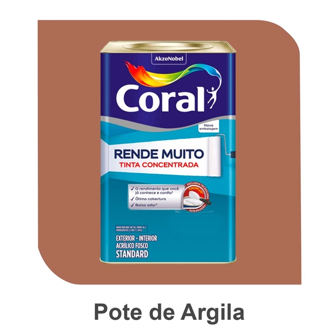 RENDE MUITO 16L POTE DE ARGILA CORAL - Tinta Acrilica Rende Muito 16L ...