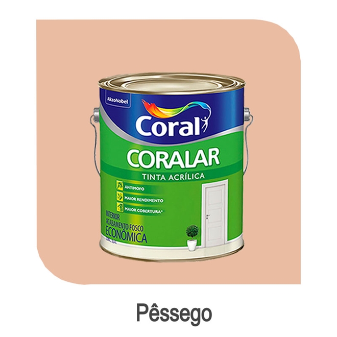CORALAR 3,6L PESSEGO CORAL - TINTA ACRÍLICA CORALAR PESSEGO 3,6L CORAL ...