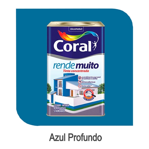 RENDE MUITO 18L AZUL PROFUNDO CORAL - TINTA ACRILICA CORAL RENDE MUITO ...