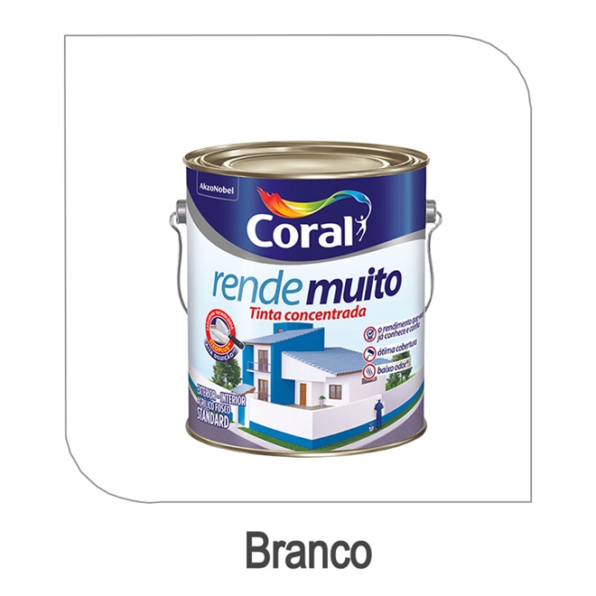 RENDE MUITO 3,6L BRANCO CORAL - TINTA ACRILICA CORAL RENDE MUITO FOSCO ...