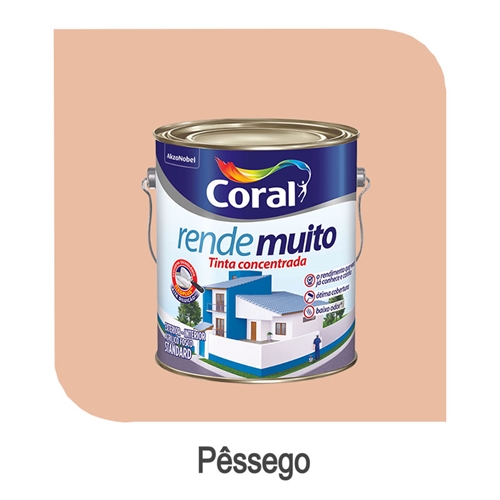 RENDE MUITO 3,6L PESSEGO CORAL - TINTA ACRILICA CORAL RENDE MUITO FOSCO ...