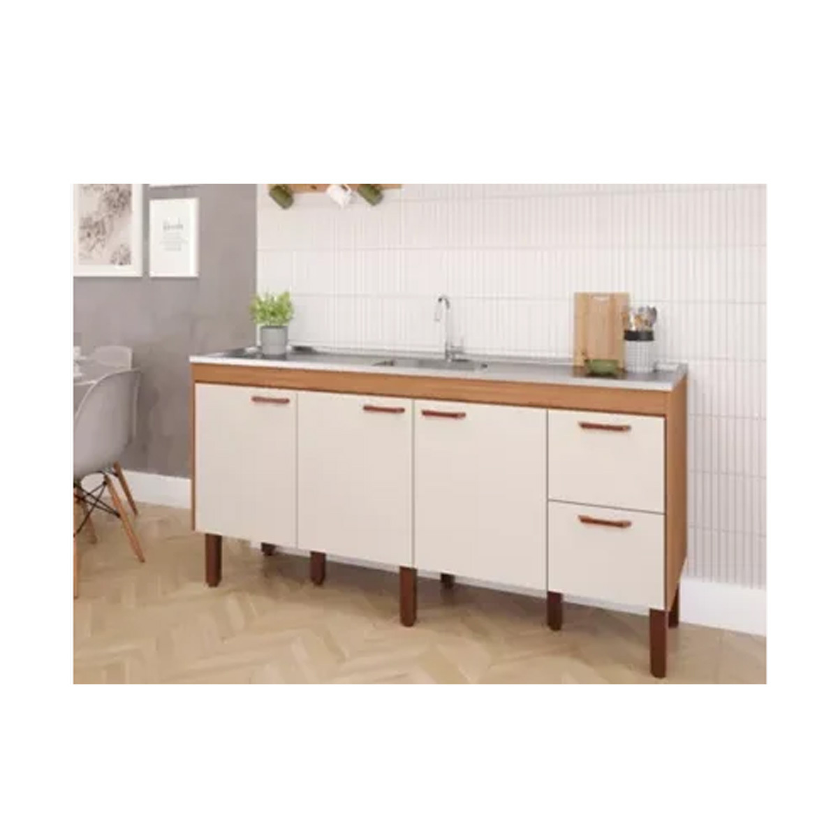 GABINETE SLIM 1,94 FREIJO/ OFF WHITE MGM - Gabinete de Cozinha Slim 1 ...