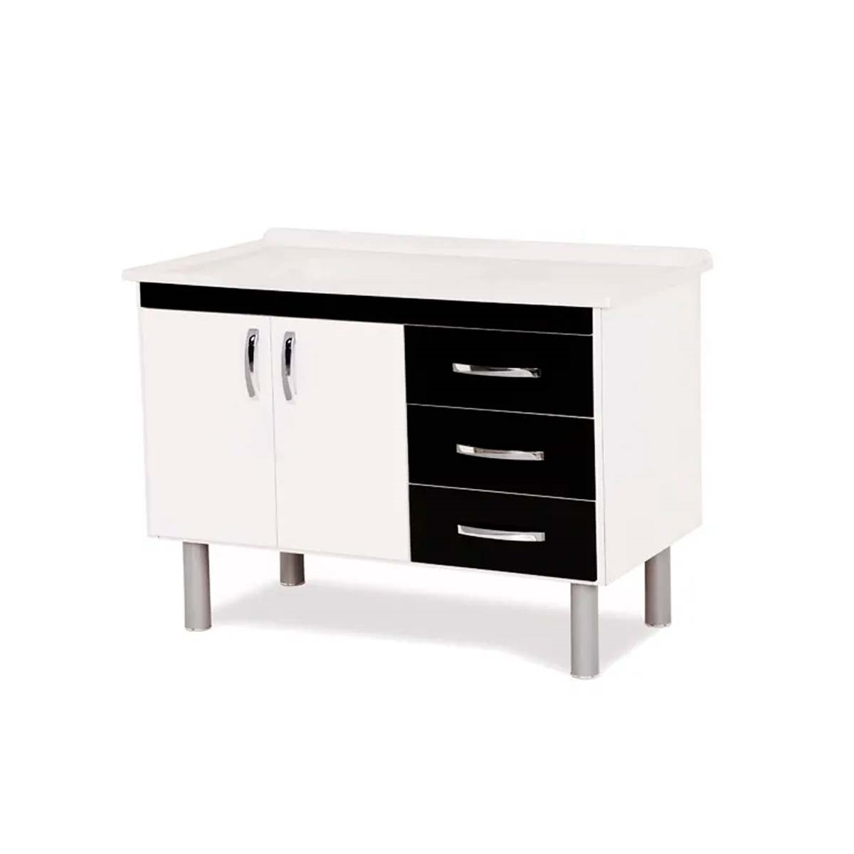 Gabinete Toquio 095Cm Preto Ajr - Gabinete de Cozinha Toquio 095Cm Preto/Branco Ajr - AJR